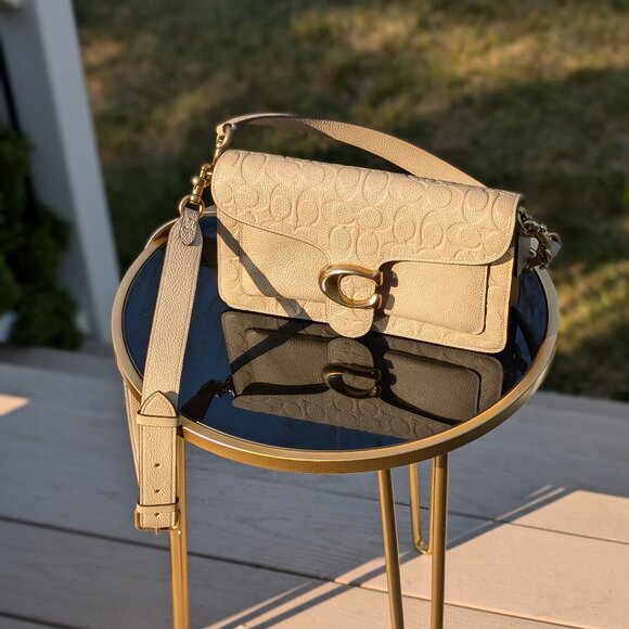 Coach | Bags | Coach Signature Canvas Flap Crossbody Bag Beige | Poshmark
